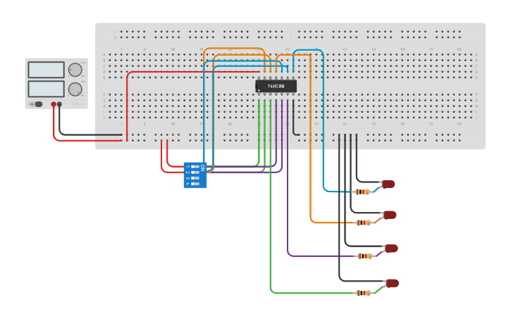 Circuit design NAND Gate - 7400 IC - Tinkercad