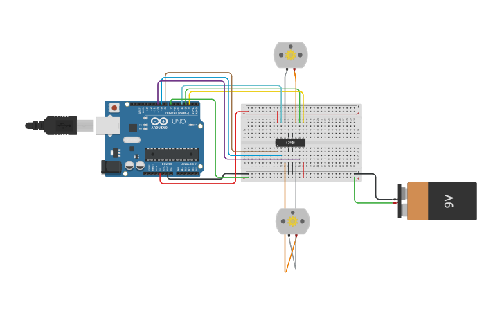 Circuit design Copy of 2 DC motors with L293D and Arduino | Tinkercad