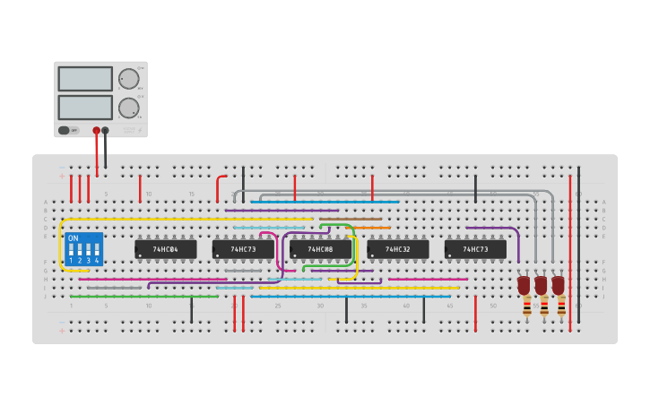Circuit Design Synchronous 3 Bit Up Down Counter Tinkercad