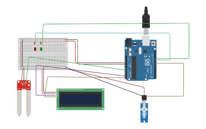 Circuit design Soil Moisture - Tinkercad