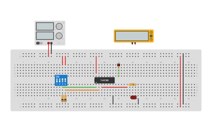 Circuit design COMPUERTA LOGICA 74HC08 | Tinkercad