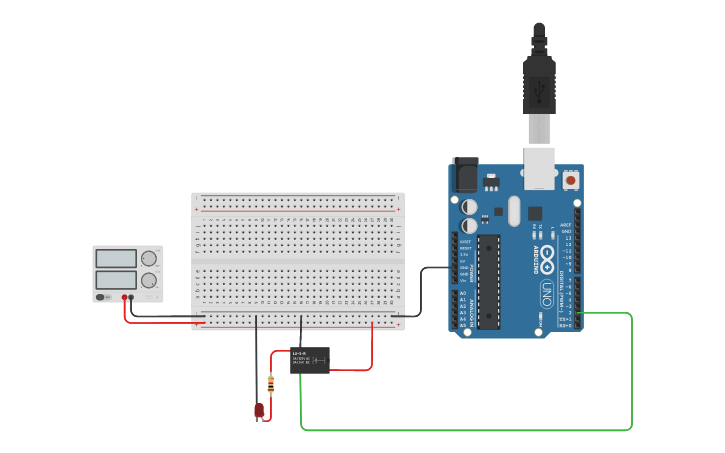 Circuit design RELAY - PowerSupply + Arduino - Tinkercad