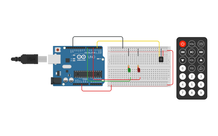 Circuit design Prática 8 - IR Sensor/Comando - Tinkercad