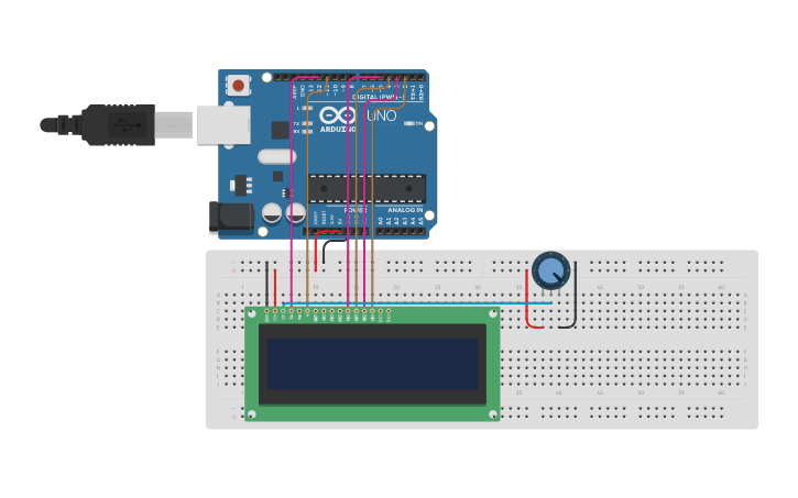 Circuit design Activity 5 - LIQUID CRYSTAL HELLO WORLD! | Tinkercad