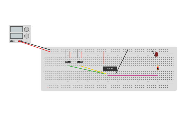 Circuit design 7432 - Quad OR Gate (2-input) - Tinkercad