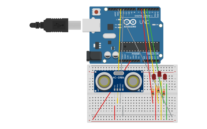 Circuit design distance circuit - Tinkercad