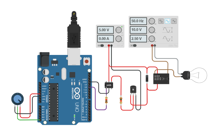 Circuit design EP#7 ควบคุมหลอดไฟในบ้าน 220VAC - Tinkercad