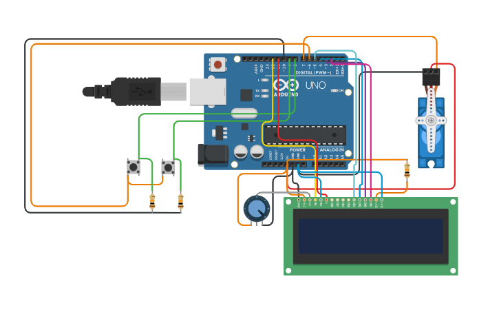 Circuit design AUTOMATIC PARKING SYSTEM - Tinkercad