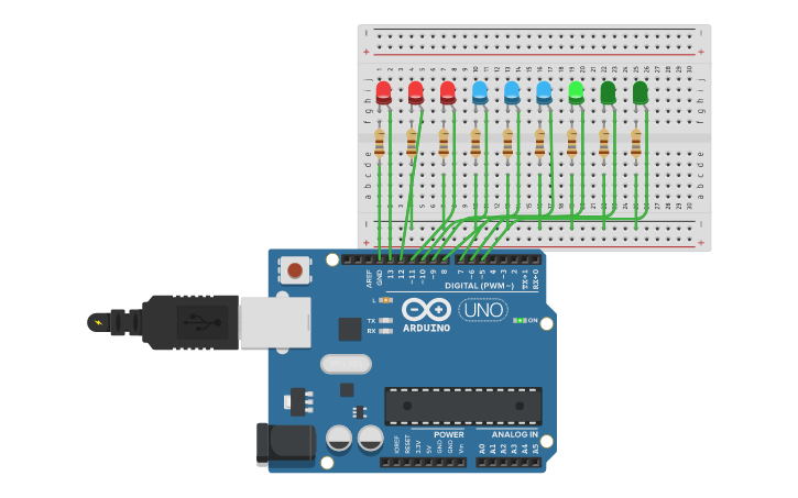 Circuit Design Led Blinks With For Tinkercad