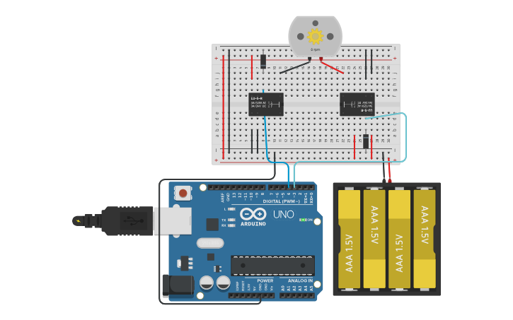 Circuit design Dc motor and 2relay with2 Diod - Tinkercad