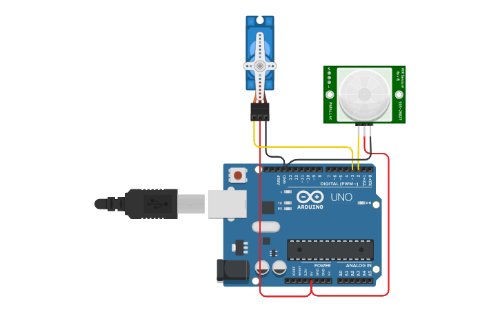 Circuit Design Pir Servo Solution Tinkercad