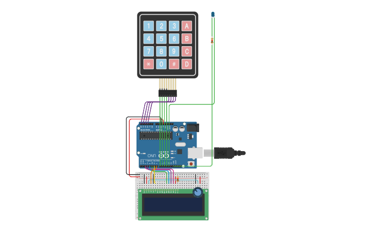 Circuit design Keypad Lock - Tinkercad