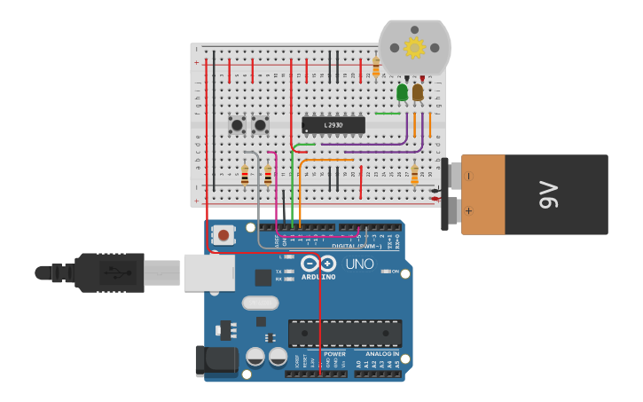 Circuit design Motor Direction Control | Tinkercad