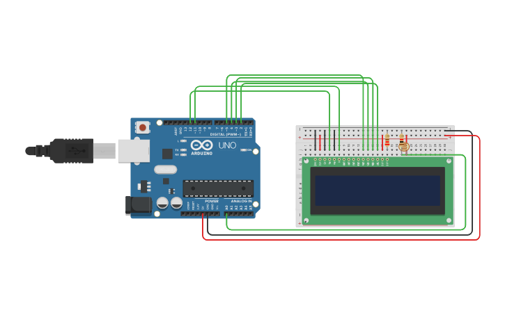 Circuit design Photoresistor_LCD | Tinkercad Circuit design Photoresistor_LCD | Tinkercad