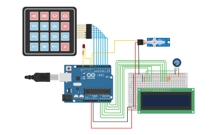Circuit design Keypad Door Lock - Tinkercad