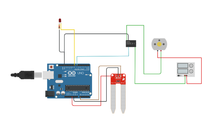 Circuit design SMART PLANT WATERING SYSTEM - Tinkercad