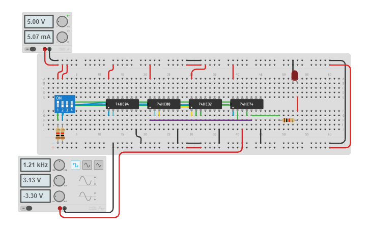 Circuit design D Flip Flop - Tinkercad