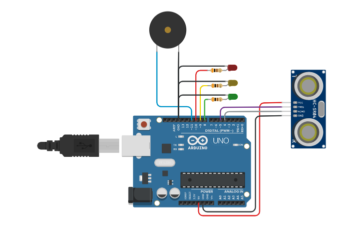 Circuit design Car Parking Sensor - Tinkercad