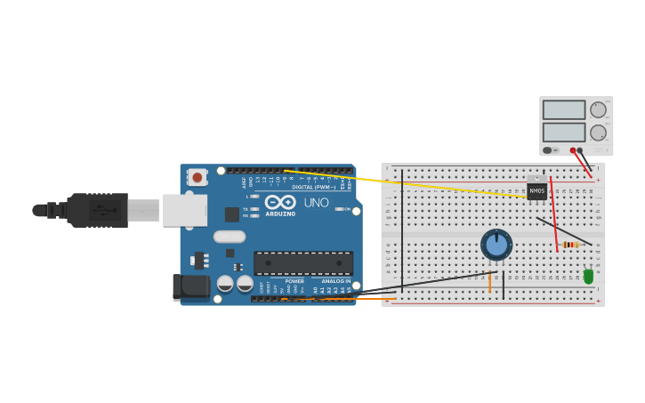 Circuit design Arduino PWM Mosfet Led Dimmer - Tinkercad