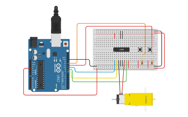 Circuit design Arduino - Motor Con Botones - Tinkercad
