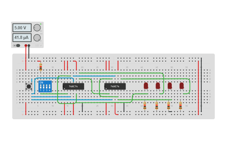 Circuit design SIPO Shift Register | Tinkercad