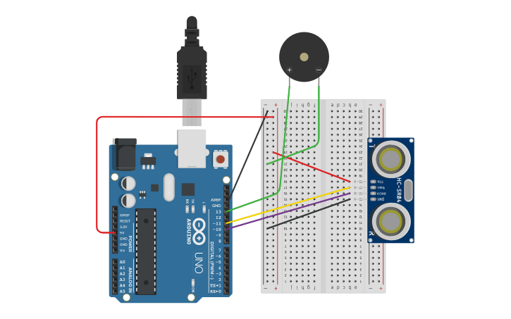 Circuit design Sensor ultrassônico - Tinkercad