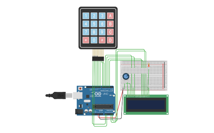 Circuit design KEYPAD con lcd | Tinkercad