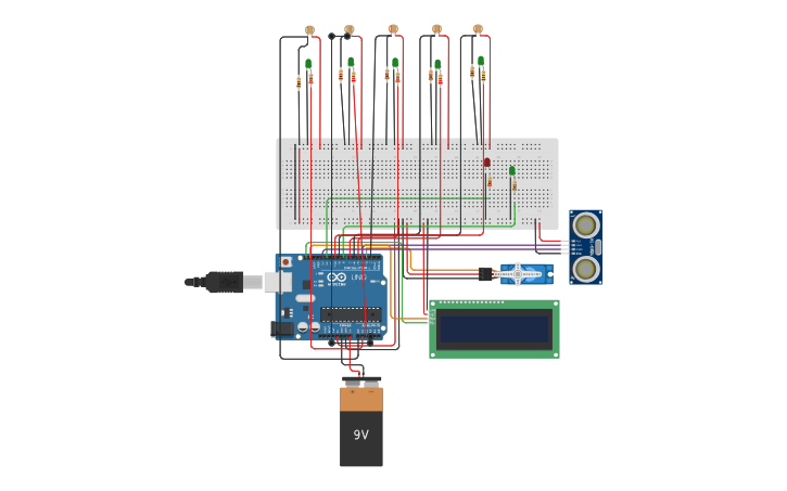 Circuit design Automated Parking System Project Elective 1 - Tinkercad