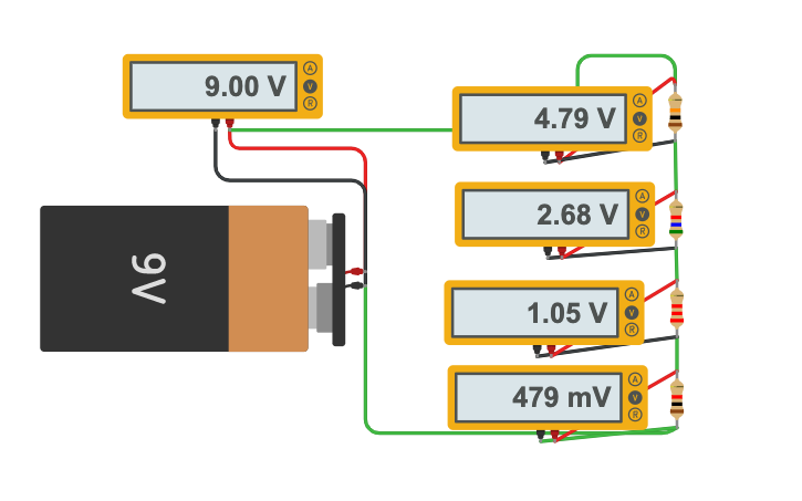 Circuit design Voltage Divider - Tinkercad