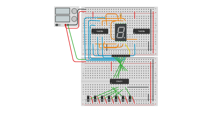 Circuit design Decodificador CD 4511 | Tinkercad