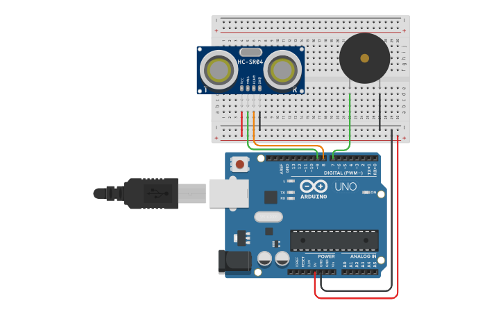 Circuit design Régua eletrônica - Tinkercad