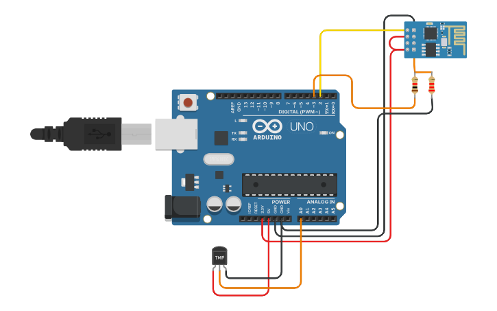 Circuit design Practical 6 : Temperature Sensor - Tinkercad