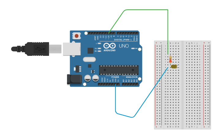 Circuit design 1 LED, Probando. - Tinkercad