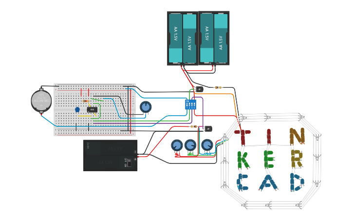 Circuit design Make it Glow, No Arduino! 555 blinking sign - Tinkercad