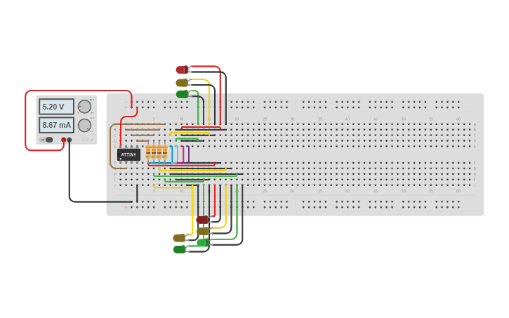 Circuit design Lego Traffic Lights Charlieplexing Prototype - Tinkercad