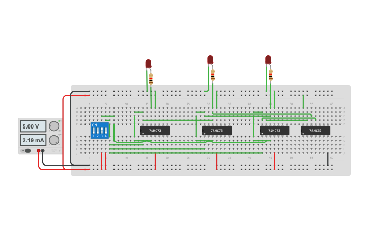 Circuit Design 0 1 3 4 5 7 0 Synchronous Counter Tinkercad