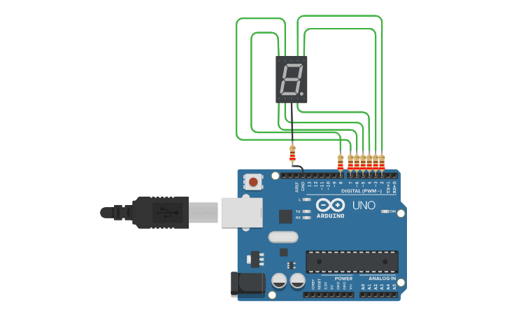 Circuit design Seven Segment Display - Tinkercad