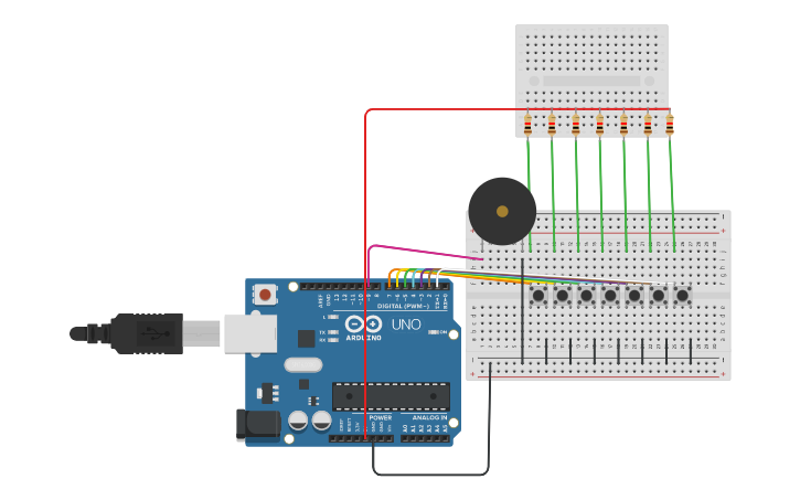 Circuit design piano - Tinkercad