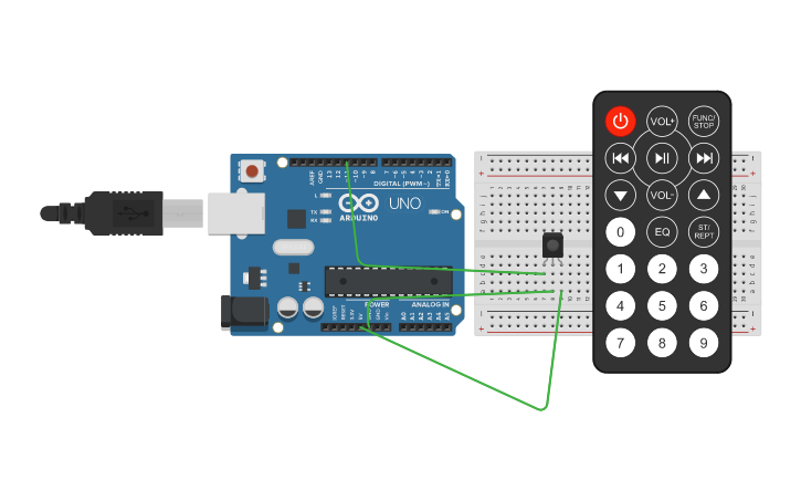 Circuit design finding IR hex codes - Tinkercad