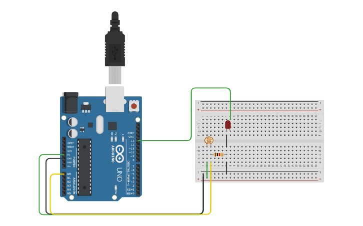 Circuit design Sensor Cahaya | Tinkercad