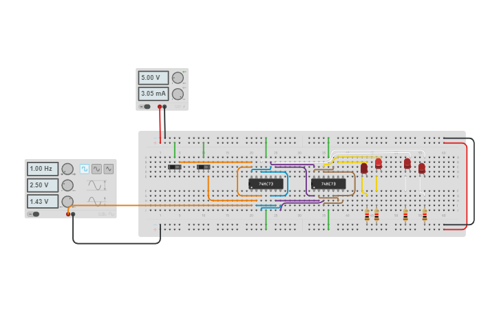 Circuit design Up Counter - Tinkercad
