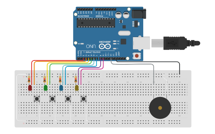 Circuit design Jogo Genius | Tinkercad