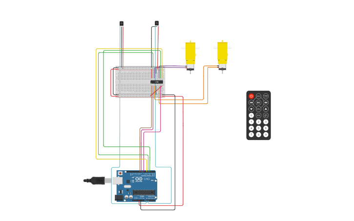 Circuit design Line following robot - Tinkercad