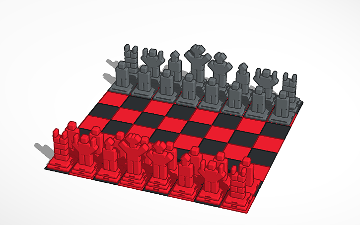 3D design Full chess set with Board (Roblox Style) | Tinkercad