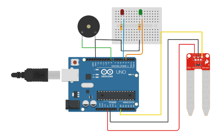 Circuit design soil moisture sensor - Tinkercad