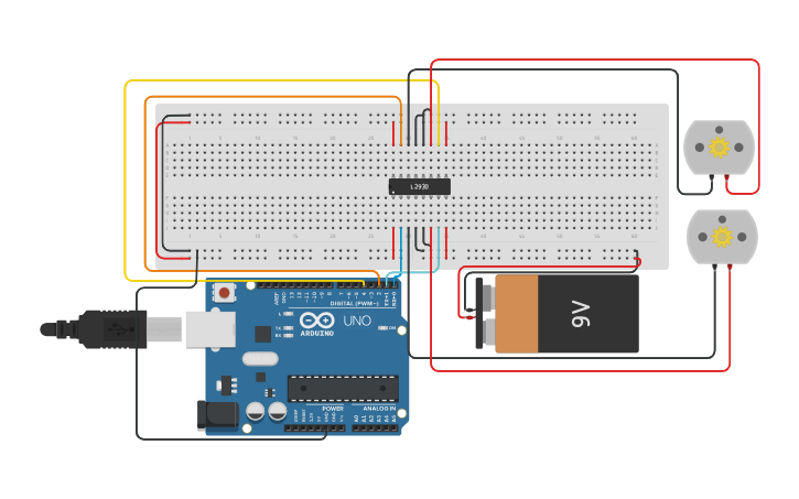 Circuit design Interfacing Motor with L293D | Tinkercad
