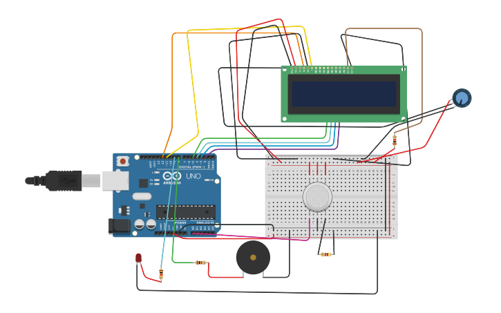 Circuit design Smoke Alarm - Tinkercad