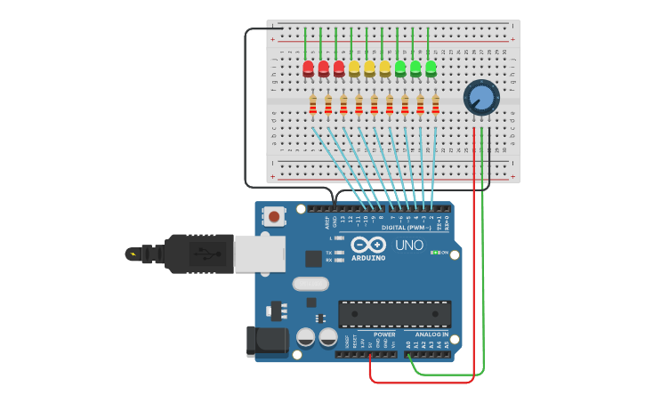 Circuit design bar graph - Tinkercad