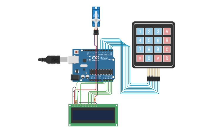 Circuit design Password Code Lock System - Tinkercad