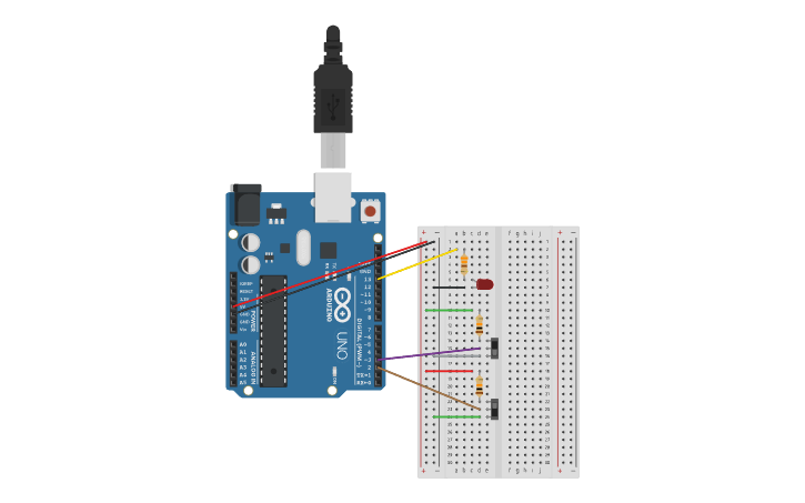 Circuit design Compuerta NOT - Tinkercad
